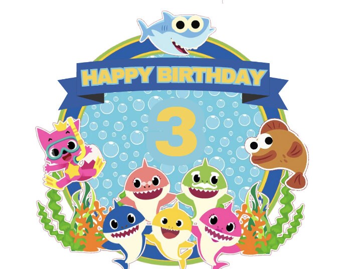 Baby Shark Style DIY Printable Cake Topper Instant Download Party ...