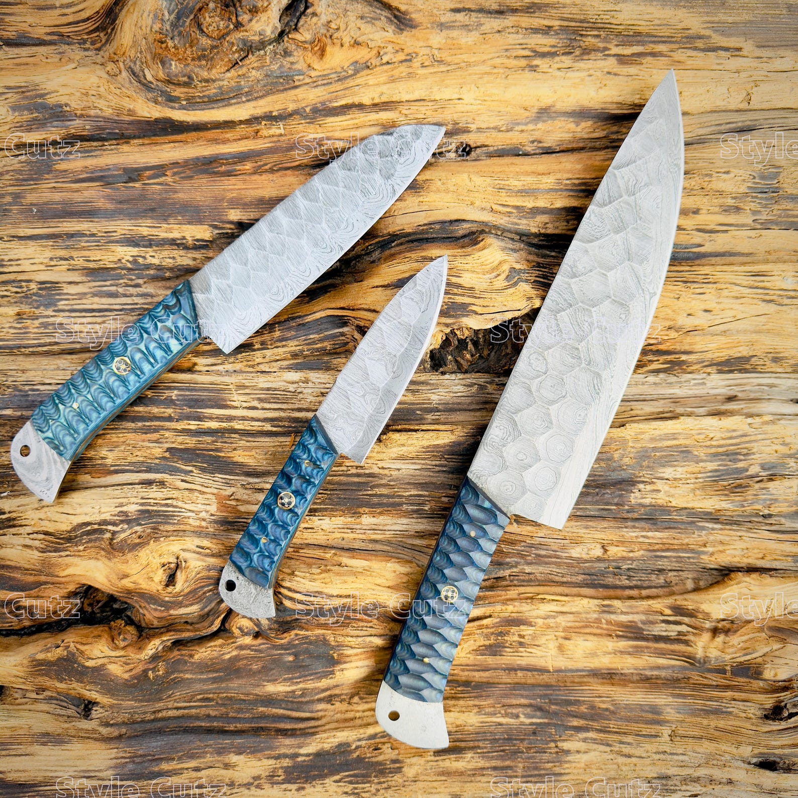 Handcrafted Damascus Steel Chef Knives Set Personalized Knives Set
