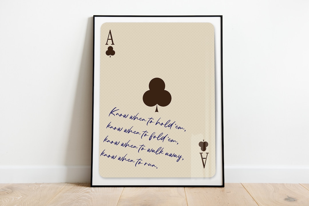 The Gambler Quote Poker Card Player Poster - Printable Download (PDF ...