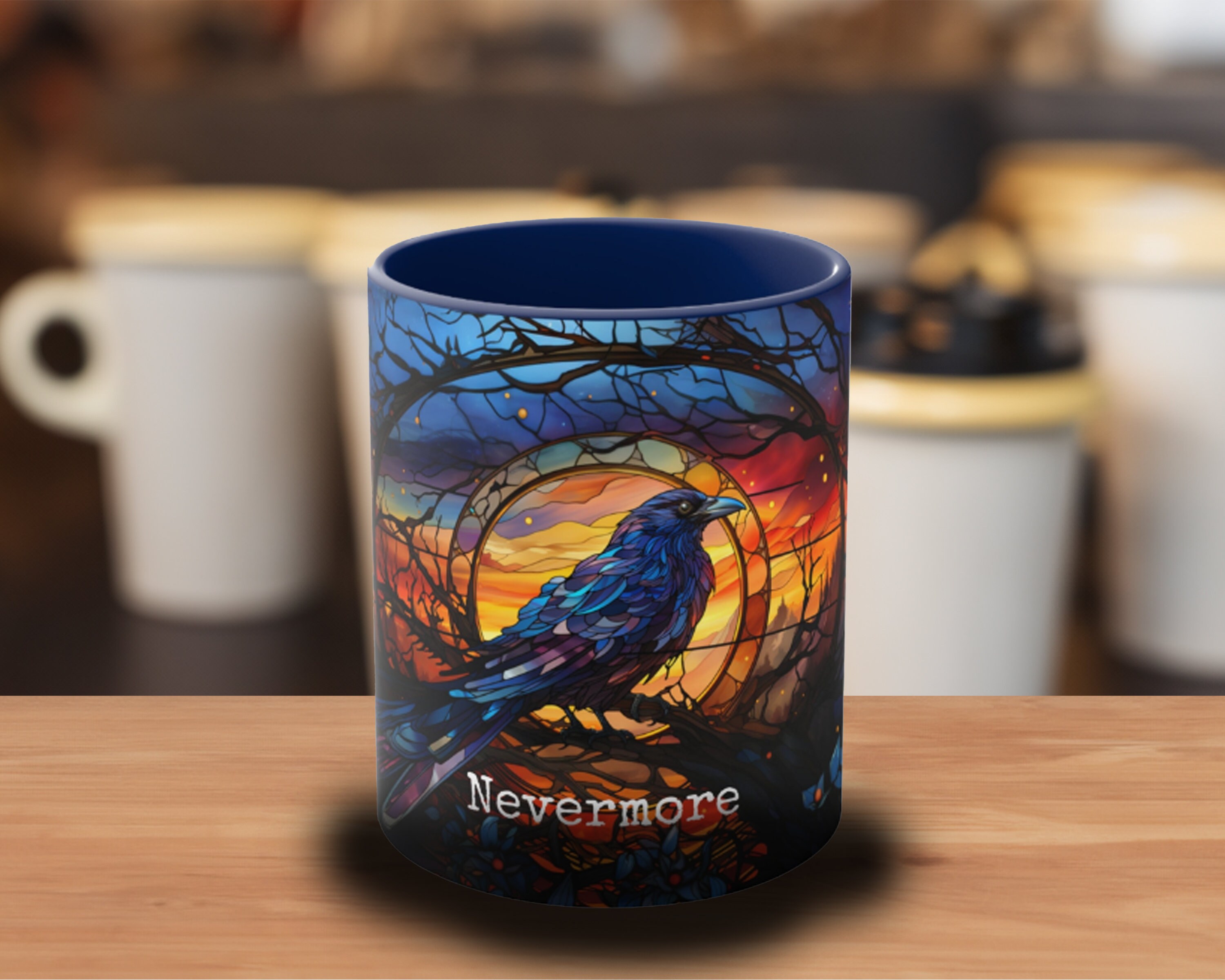 Edgar Allen Poe Nevermore Raven Quote Stained Glass Mug Perfect Poetry ...