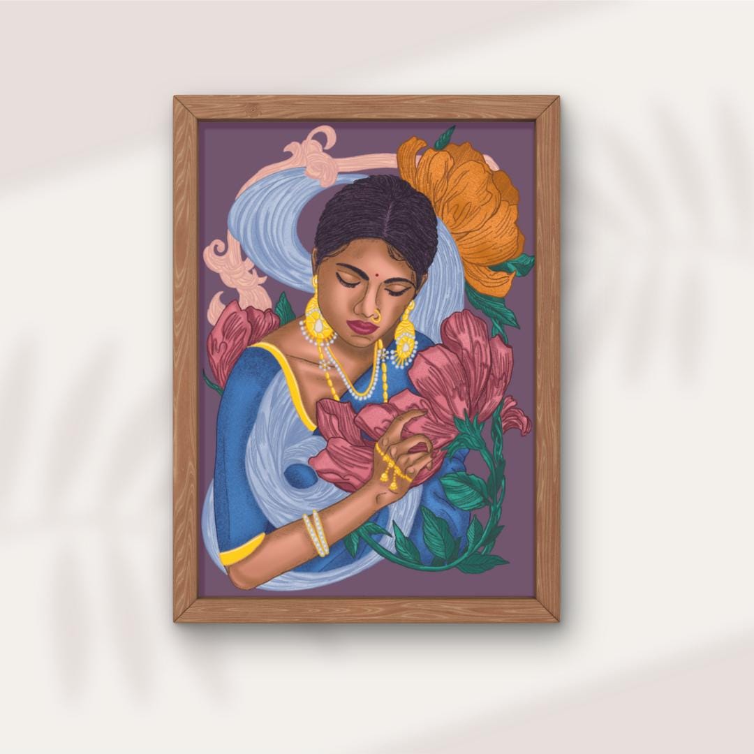 BLOOM - Desi Digital Art Print | Instant Download, Printable, Wall Art, South Asian, Original ...