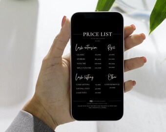 Lash Price List Template - Etsy