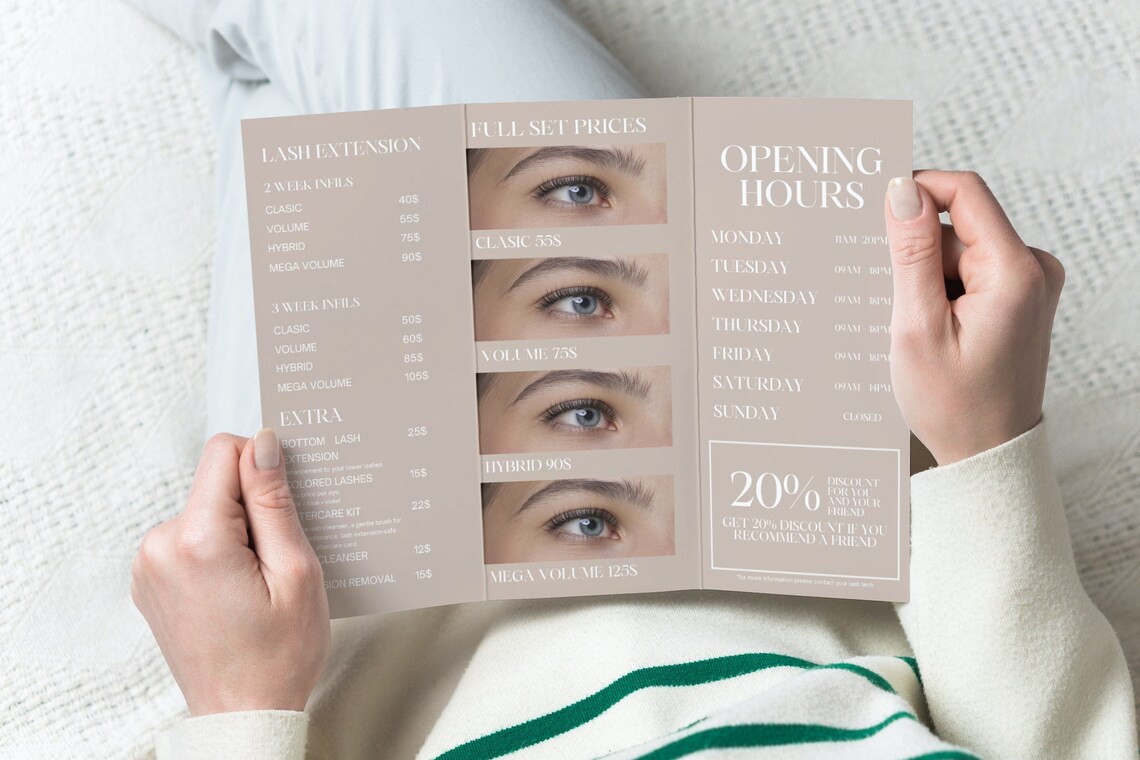 Lashes Brochure Template Lash Brochure Trifold Brochure Beauty Salon ...