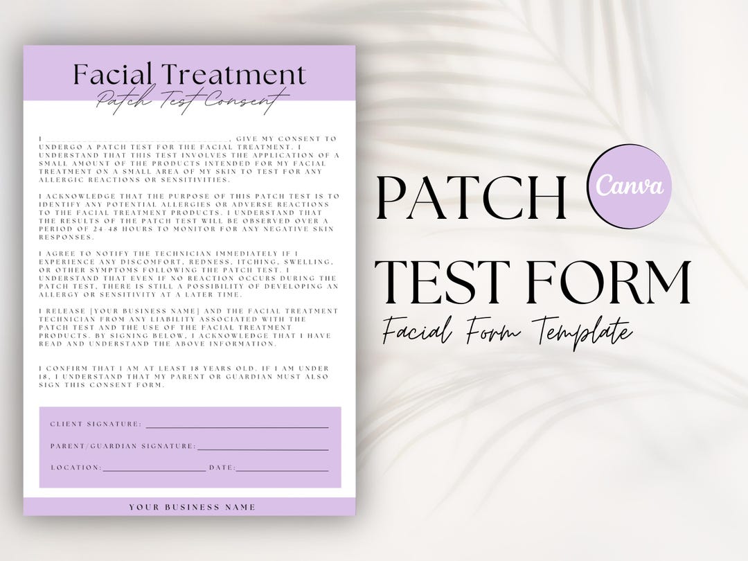 Facial Patch Test Form Template: Salon & Esthetician Forms (canva ...