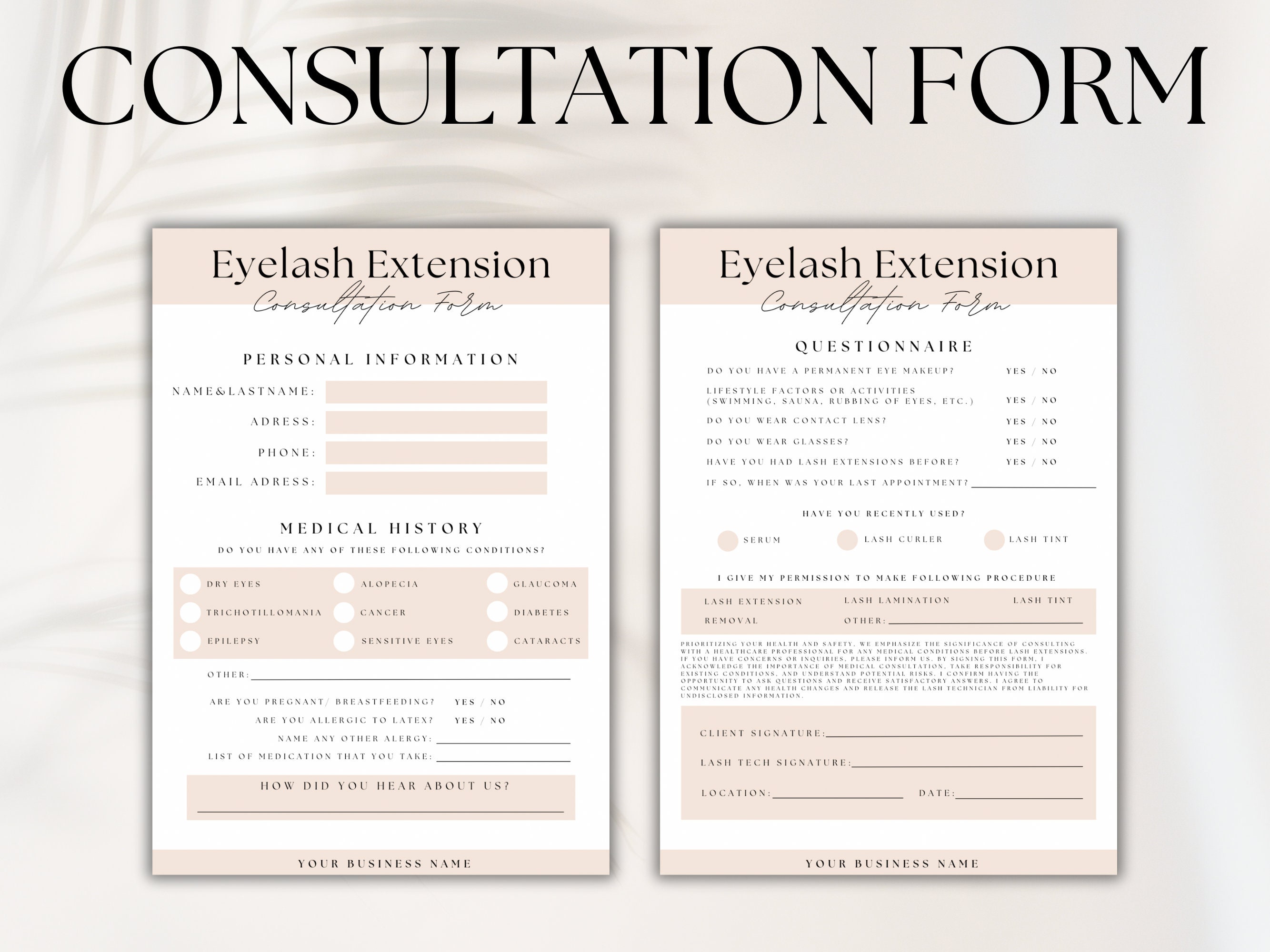 Lash Consultation Form Template Eyelash Extension Consultation Form ...