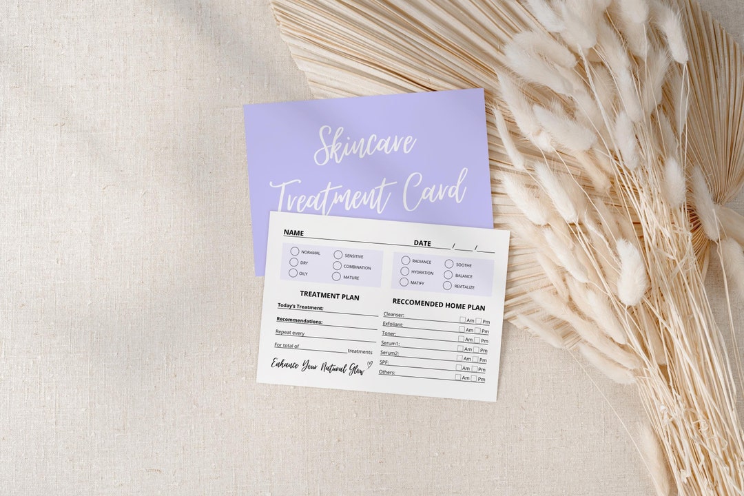 Facial Treatment Card Template Esthetician Care Instructions Facial ...