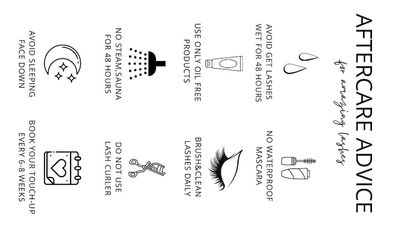 Lash Lift Aftercare Card Template Lash Tech Card Template Lashes Lift ...