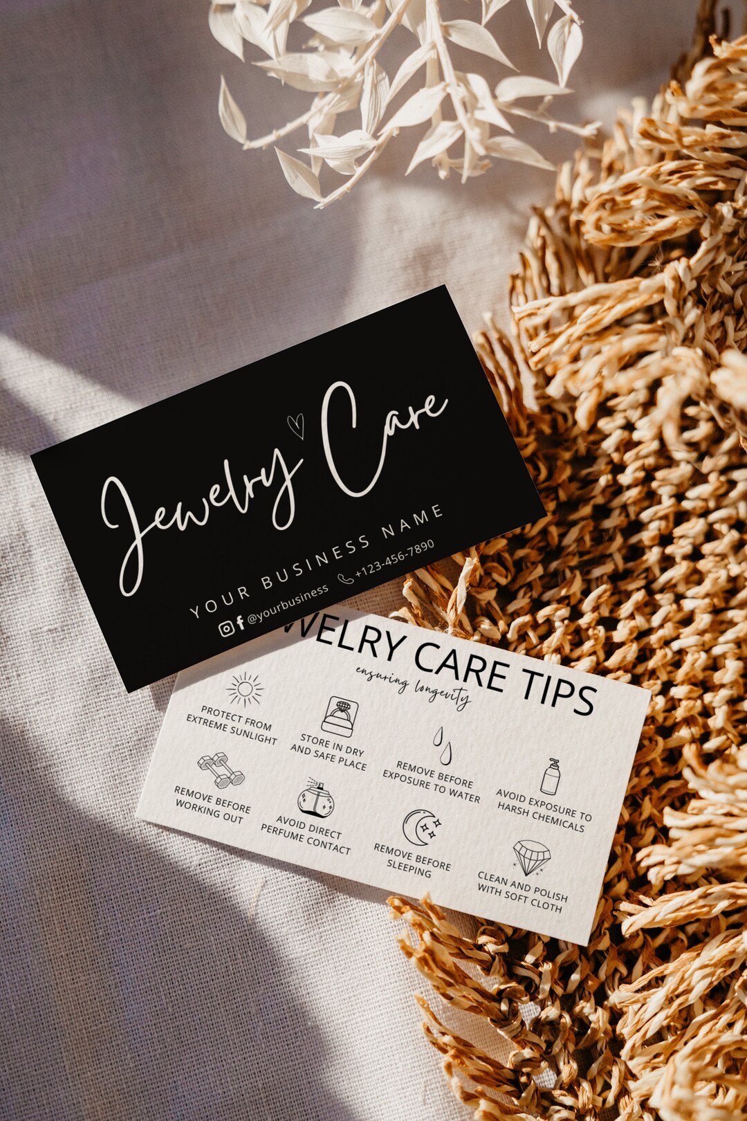 Jewelry Care Tips Card Template: Editable Canva Guide (3.5x2 Inches) - Etsy