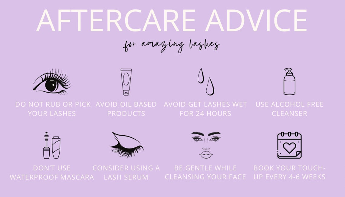 Lash Tint Aftercare Card Template: Canva Editable Care Guide - Etsy