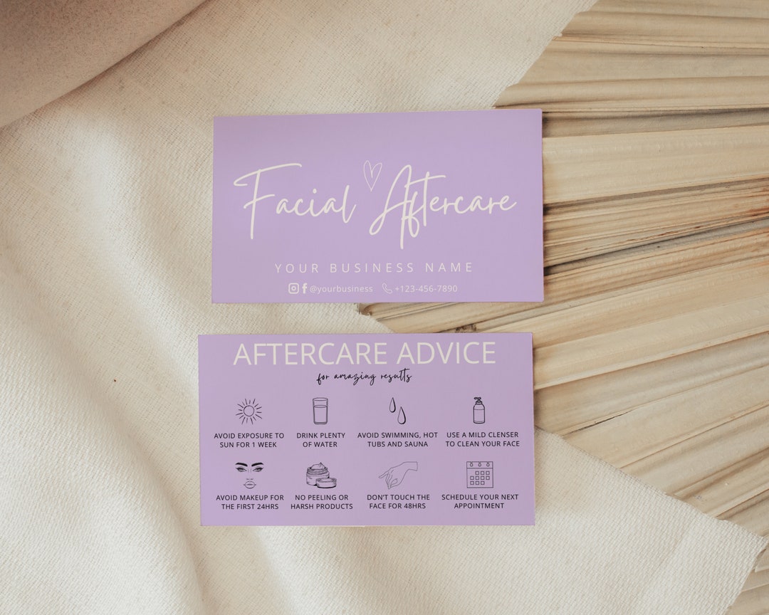 Facial Aftercare Card Template: Esthetician Client Instructions (canva ...