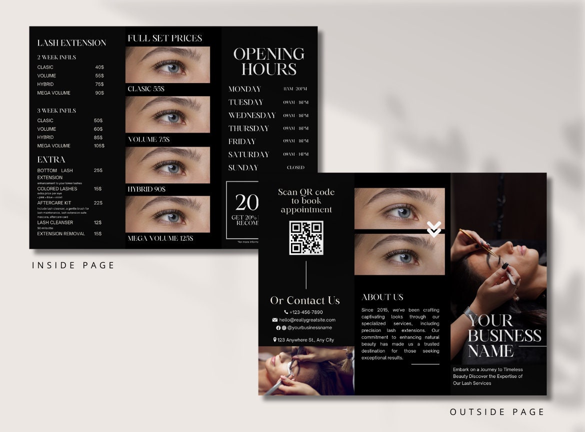Lashes Brochure Template Lashes Price List Trifold Brochure Beauty ...
