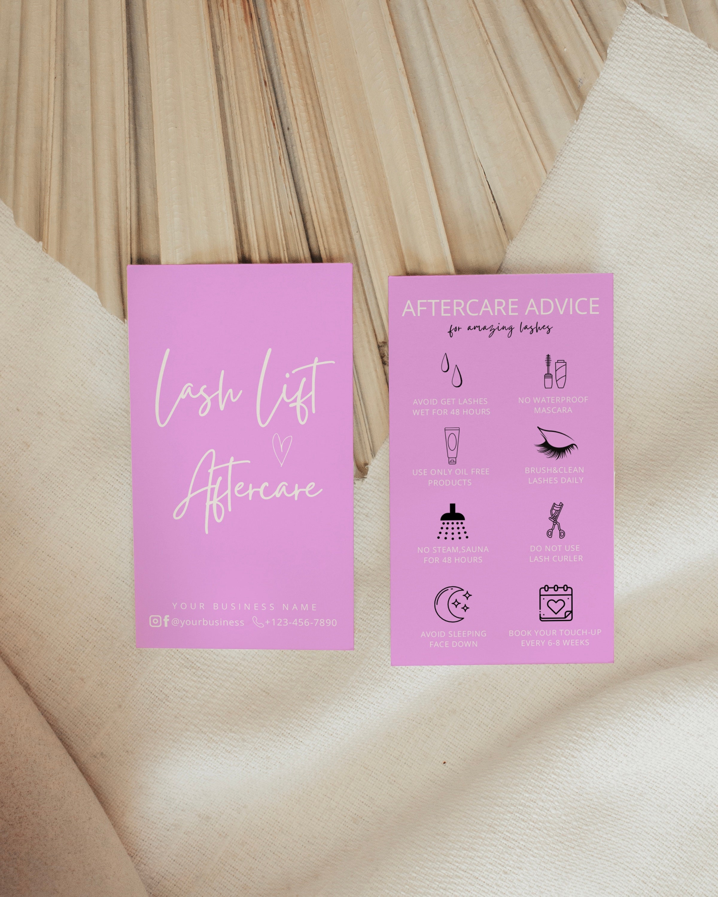 Lash Lift Aftercare Card Template: Beauty Salon Lashes (canva Template ...