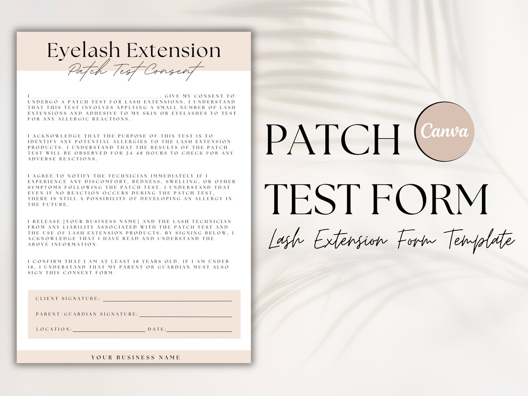 Lash Extension Patch Test Form Template Lash Forms Eyelash Extension ...