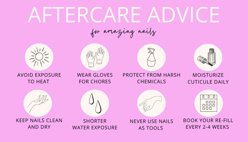 Nails Aftercare Card Template Acrylic Nails Aftercare Card Gel Nails ...