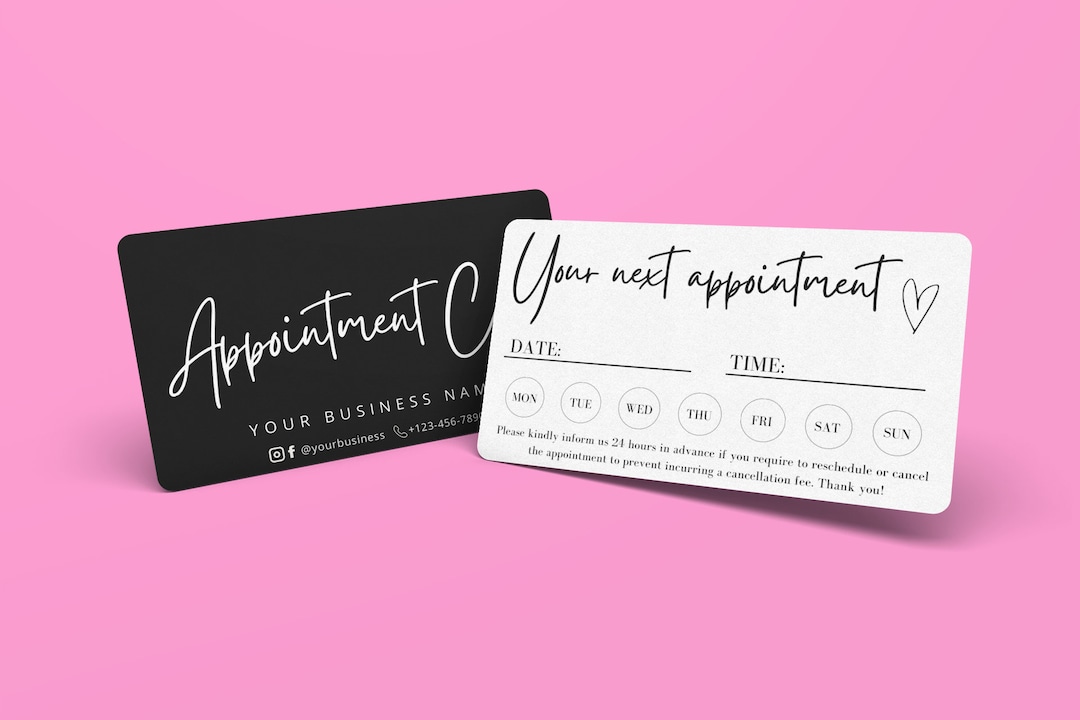Appointment Card Template Reminder Card Template Next Appointment Card ...