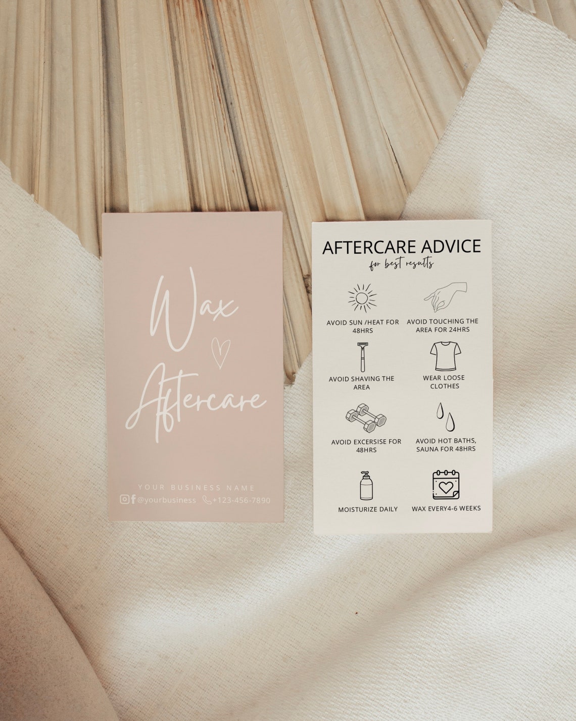 Waxing Aftercare Card Template: Editable Wax Care Guide (canva) - Etsy