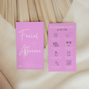 Esthetician Facial Aftercare Card Template: Care Instructions (canva ...
