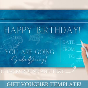 Scuba Diving Gift Card Template: Editable Canva Voucher (7x3 Inches) - Etsy