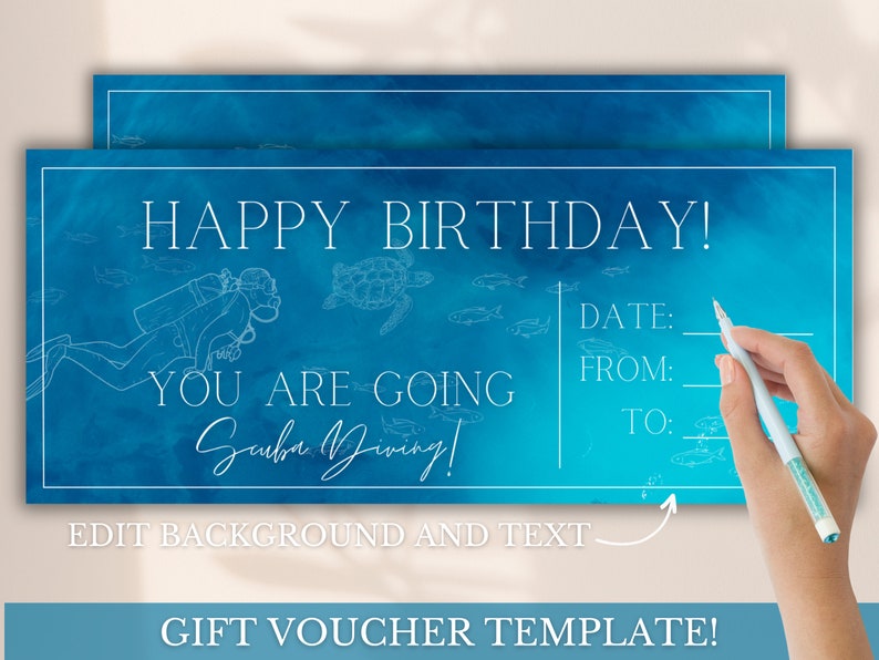 Scuba Diving Gift Card Template: Editable Canva Voucher (7x3 Inches) - Etsy