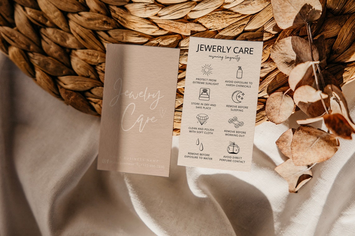 Jewelry Care Tips Jewerly Care Guide Jewerly Care Card Jewelry Care ...