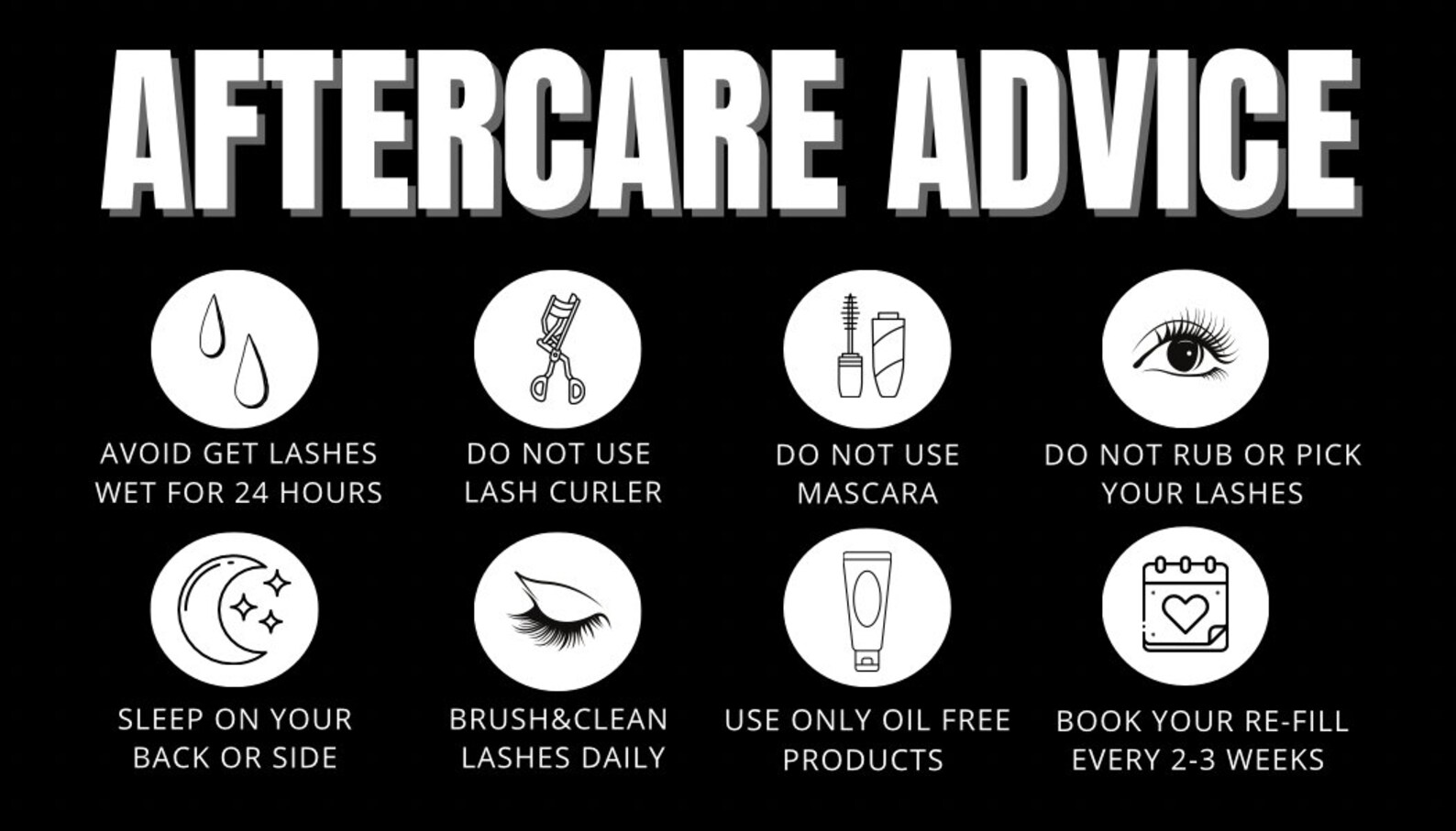 Eyelash Aftercare Card Template Lash Aftercare Lashes Aftercare Lash ...