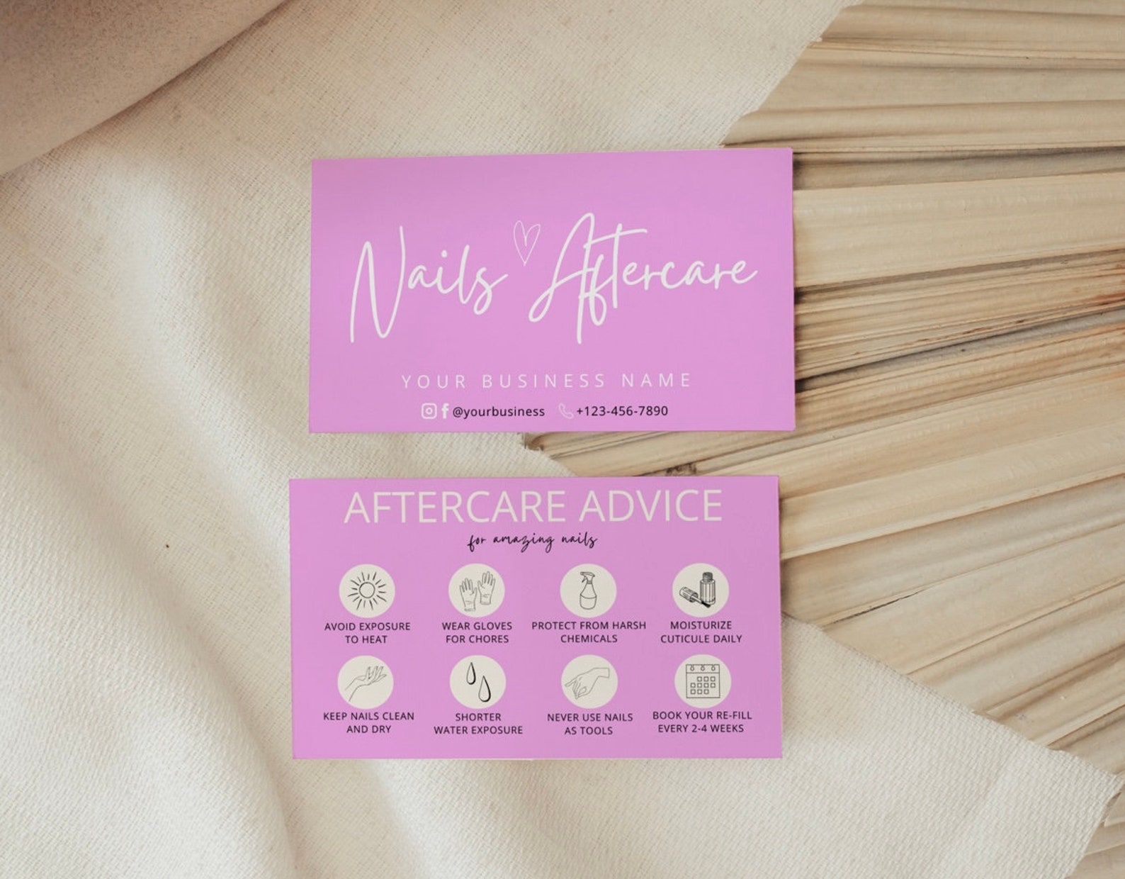 Nails Aftercare Card Template Acrylic Nails Aftercare Card Gel Nails ...
