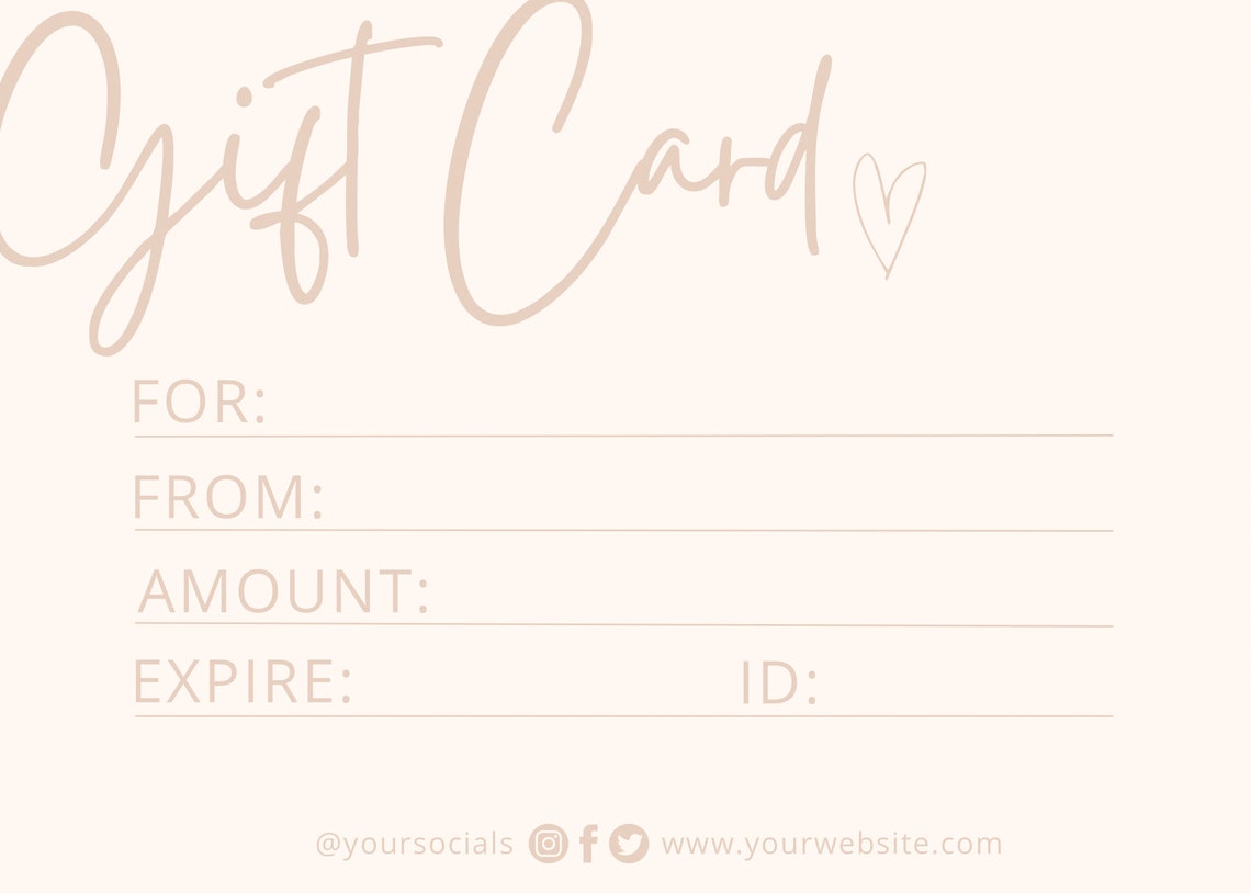 Gift Card Template Gift Certificate Template DIY Gift Voucher Editable ...