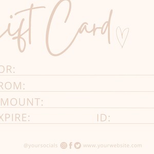 Gift Card Template Gift Certificate Template DIY Gift Voucher Editable ...