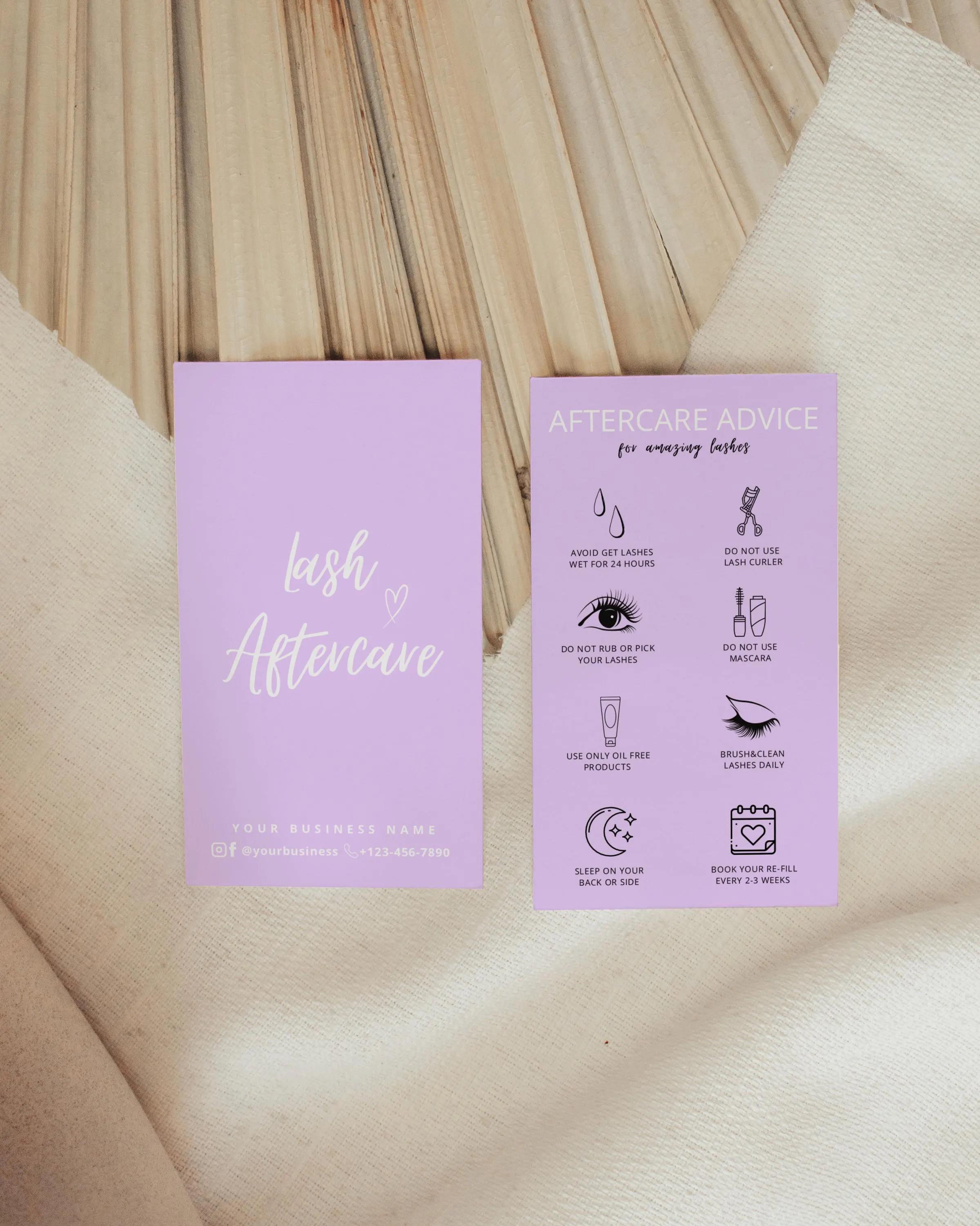Lash Tech Client Forms: Extension Aftercare Card Template (canva ...