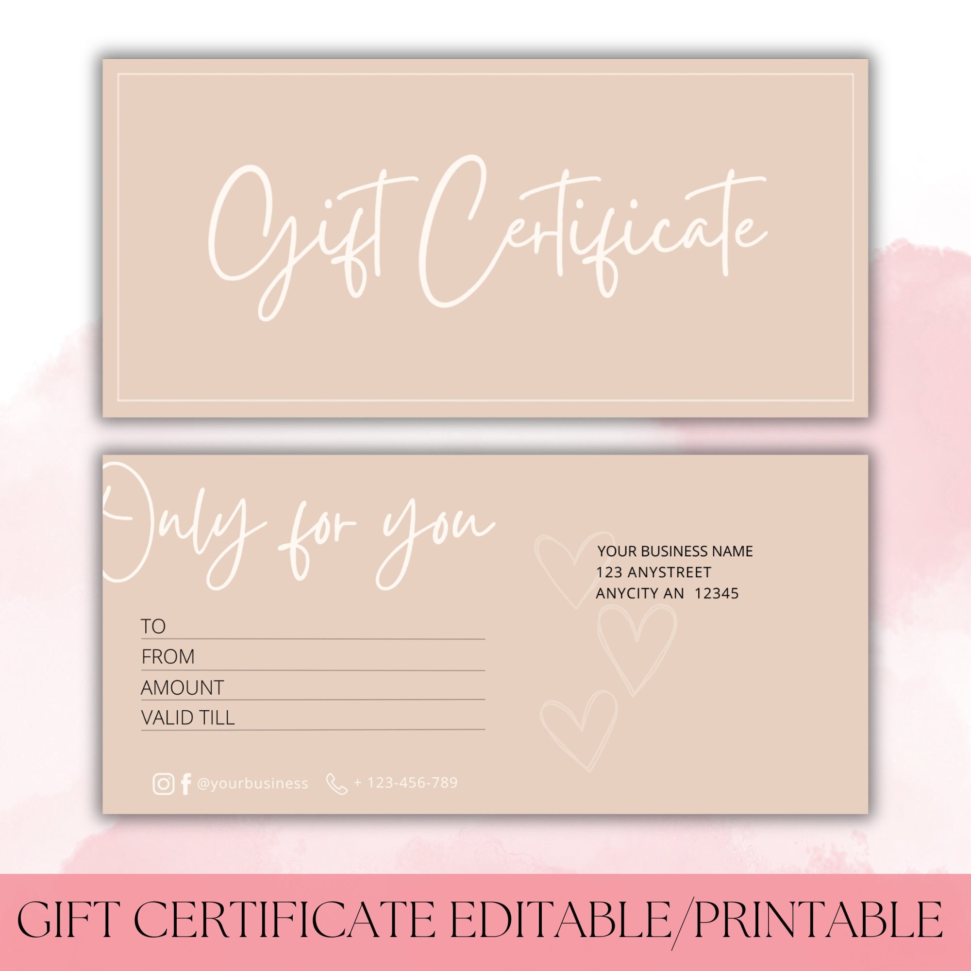 Editable Gift Certificate Template Gift Certificate Template - Etsy