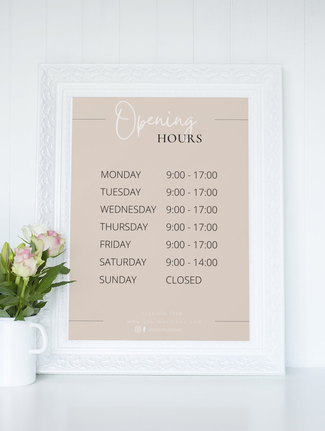Opening Hours Template Salon Hours Template Printable Salon Hours ...