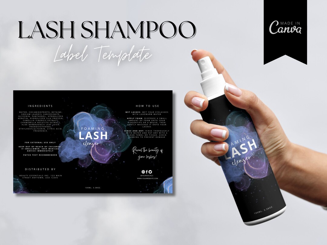 Lash Shampoo Template Lash Foam Shampoo Lashes Bottle Template Lash ...