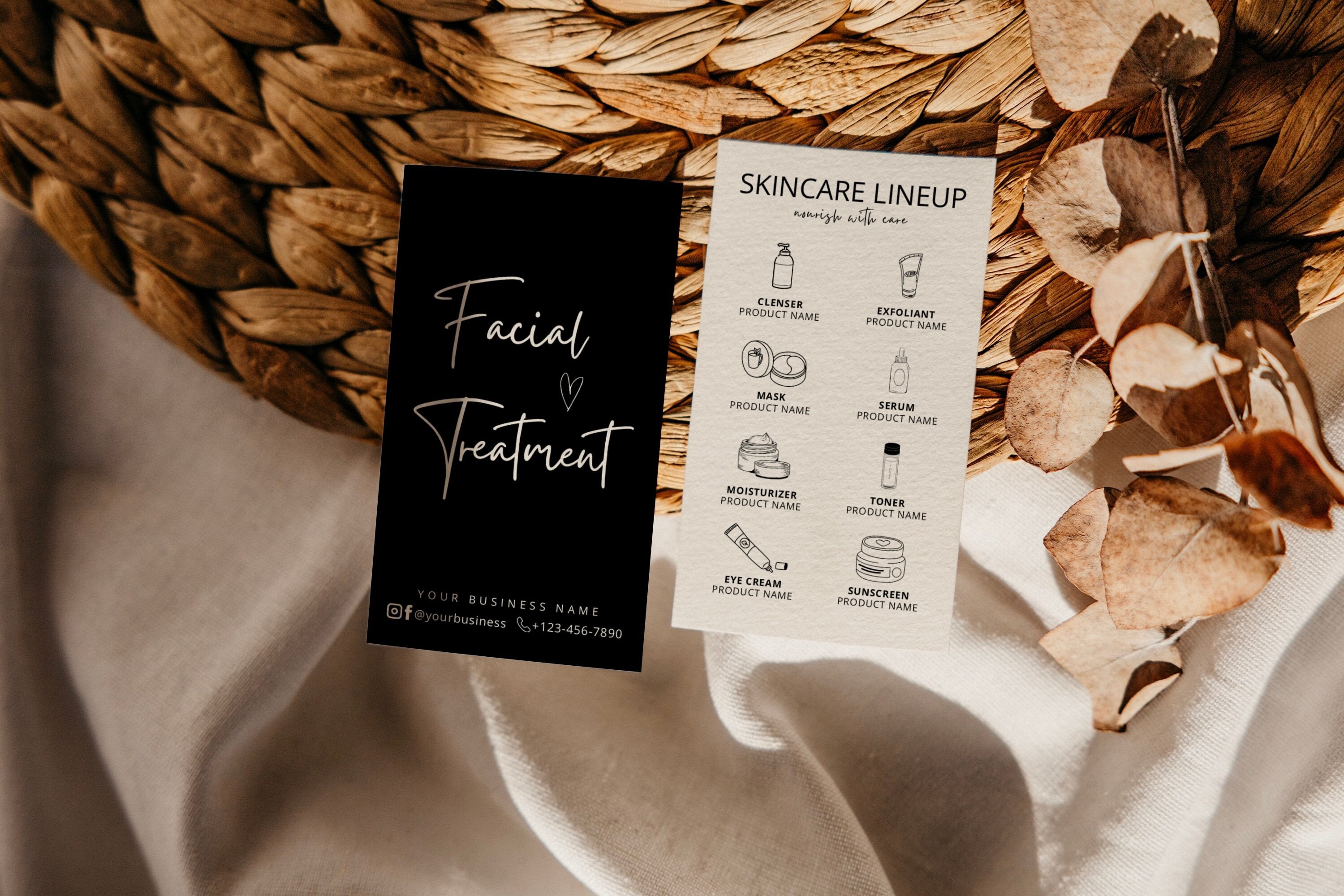 Facial Treatment Card Template: Esthetician Skincare Instructions ...