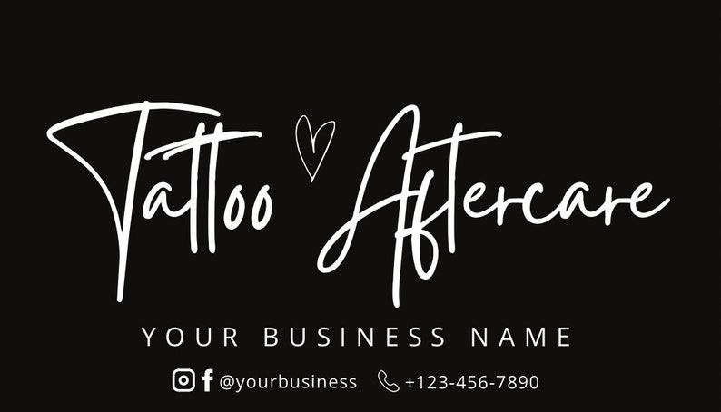 Tattoo Aftercare Card Template: DIY Care Instructions (canva Editable ...
