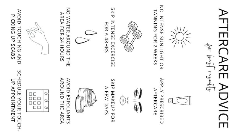 PMU Aftercare Card Template: Esthetician Post-treatment Instructions ...