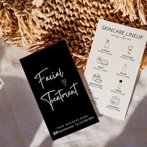 Facial Treatment Card Template: Esthetician Skincare Instructions ...