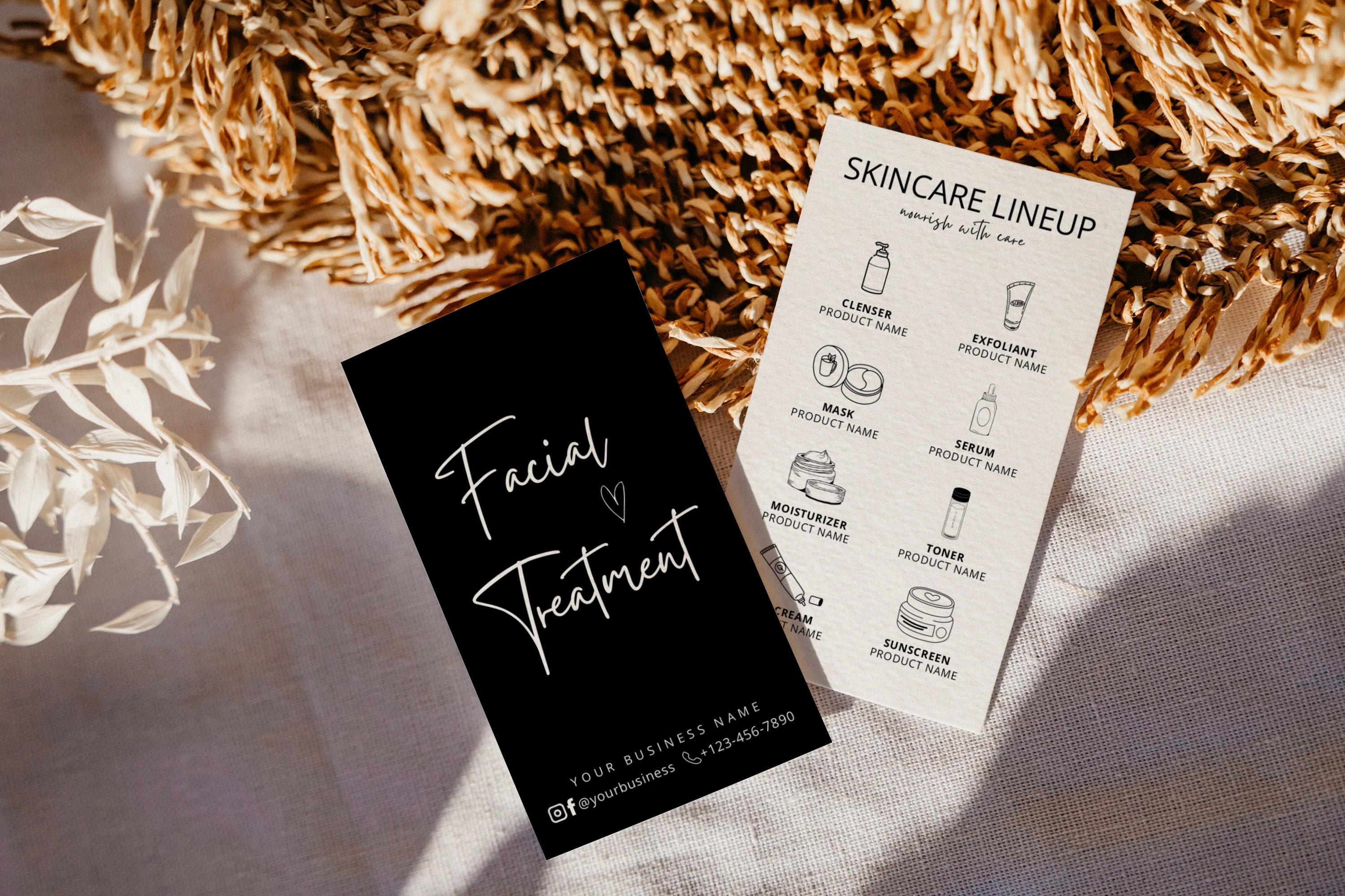 Facial Treatment Card Template Esthetician Care Instructions Facial ...