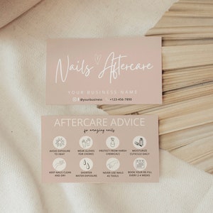 Nails Aftercare Card Template: Salon Client Tips (canva Editable ...