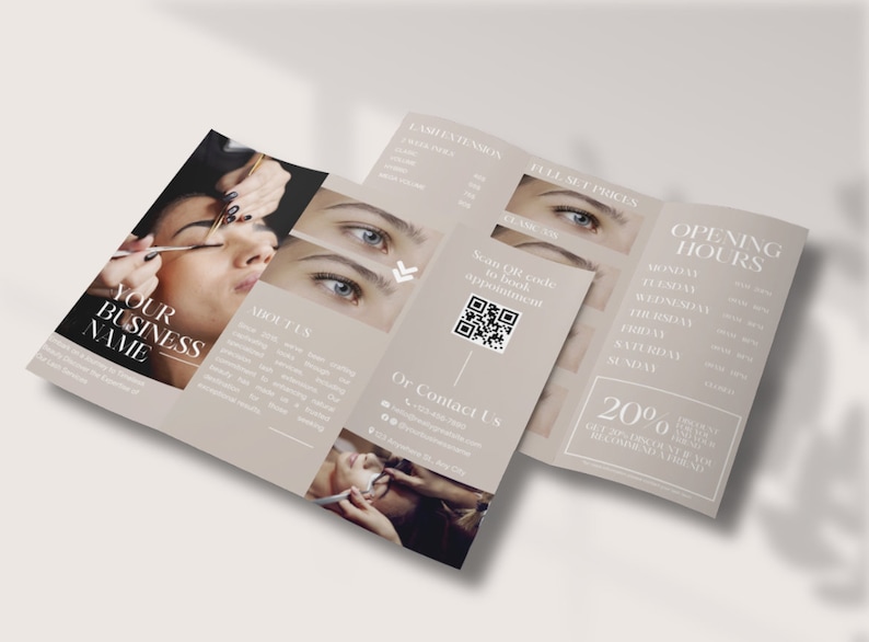 Lash Extension Trifold Brochure Template: Beauty Salon Price List ...