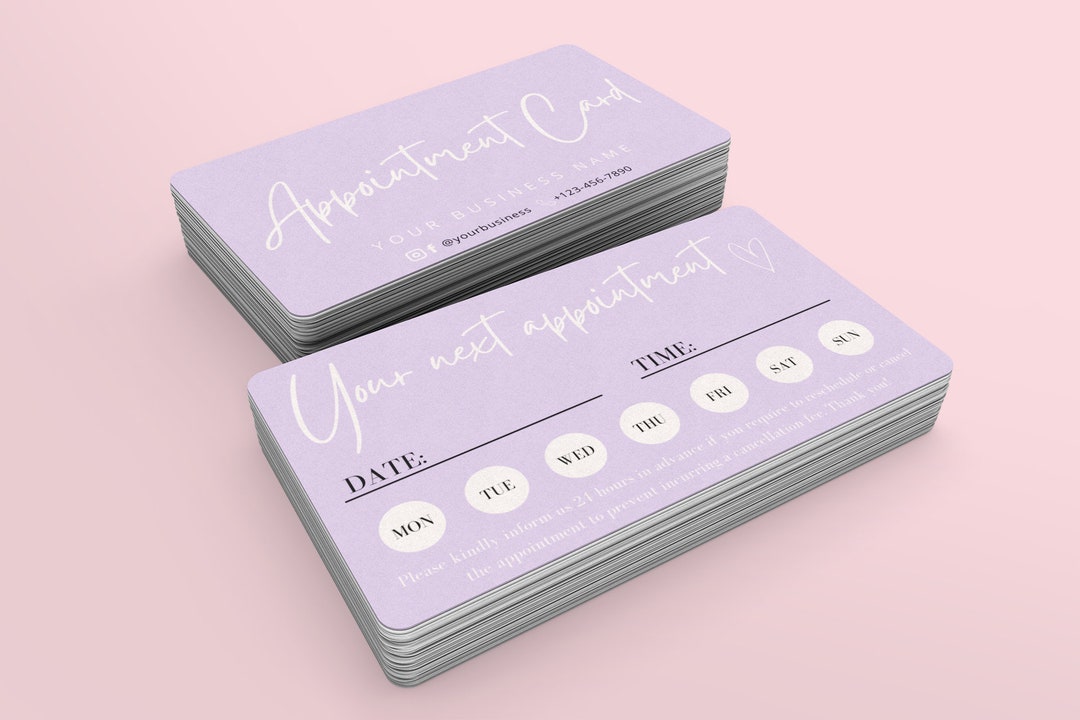 Reminder Card Template Appointment Card Template Next Appointment Card ...