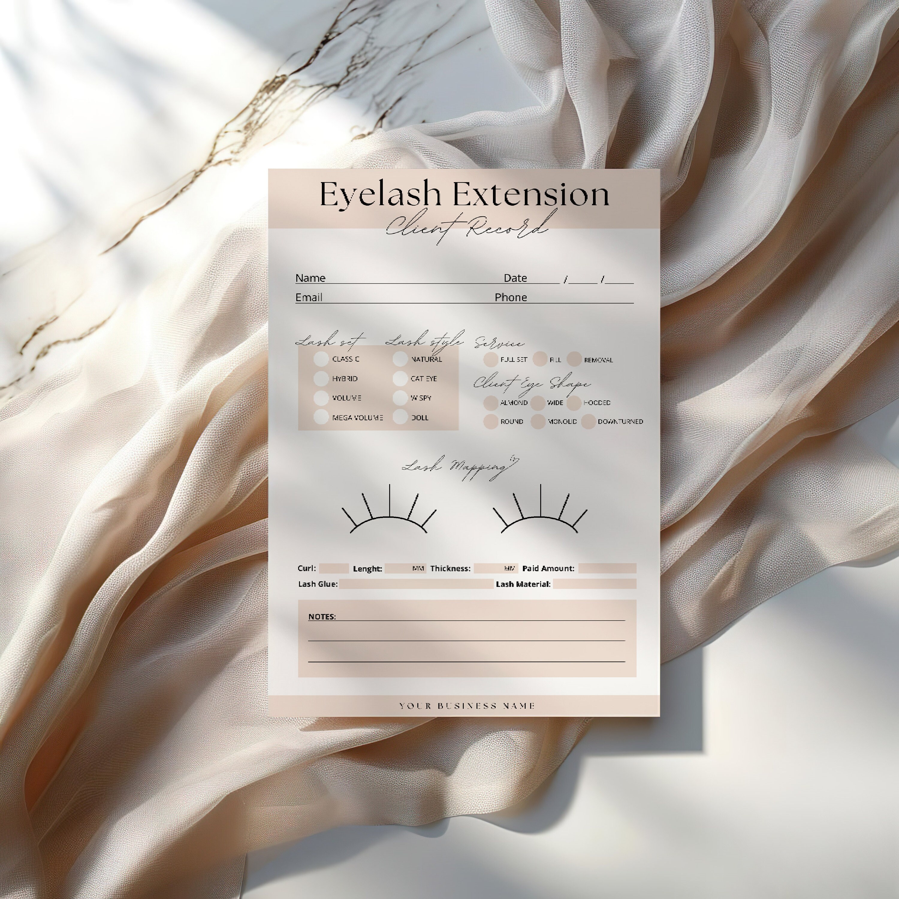 Lash Extension Client Record Form Template (canva Editable) - Etsy