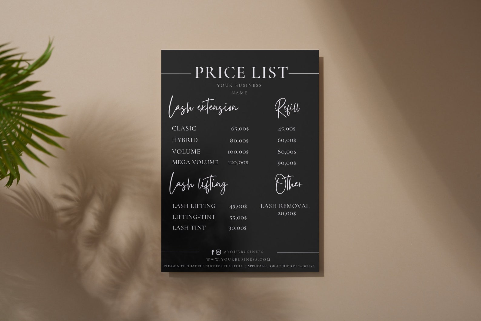Lashes Brochure Template Lashes Price List Trifold Brochure Beauty ...