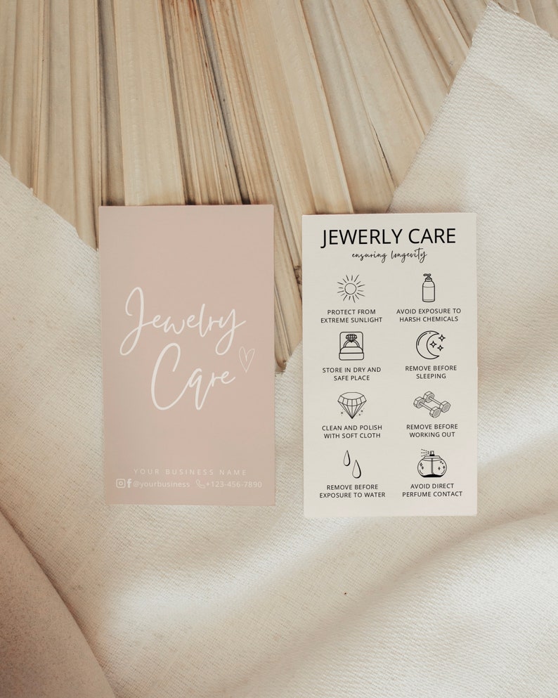 Jewelry Care Tips Jewerly Care Guide Jewerly Care Card Jewelry Care ...