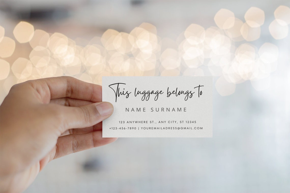 Luggage Tag Template Suitcase Tag Template Travel Tag Template Travel ...