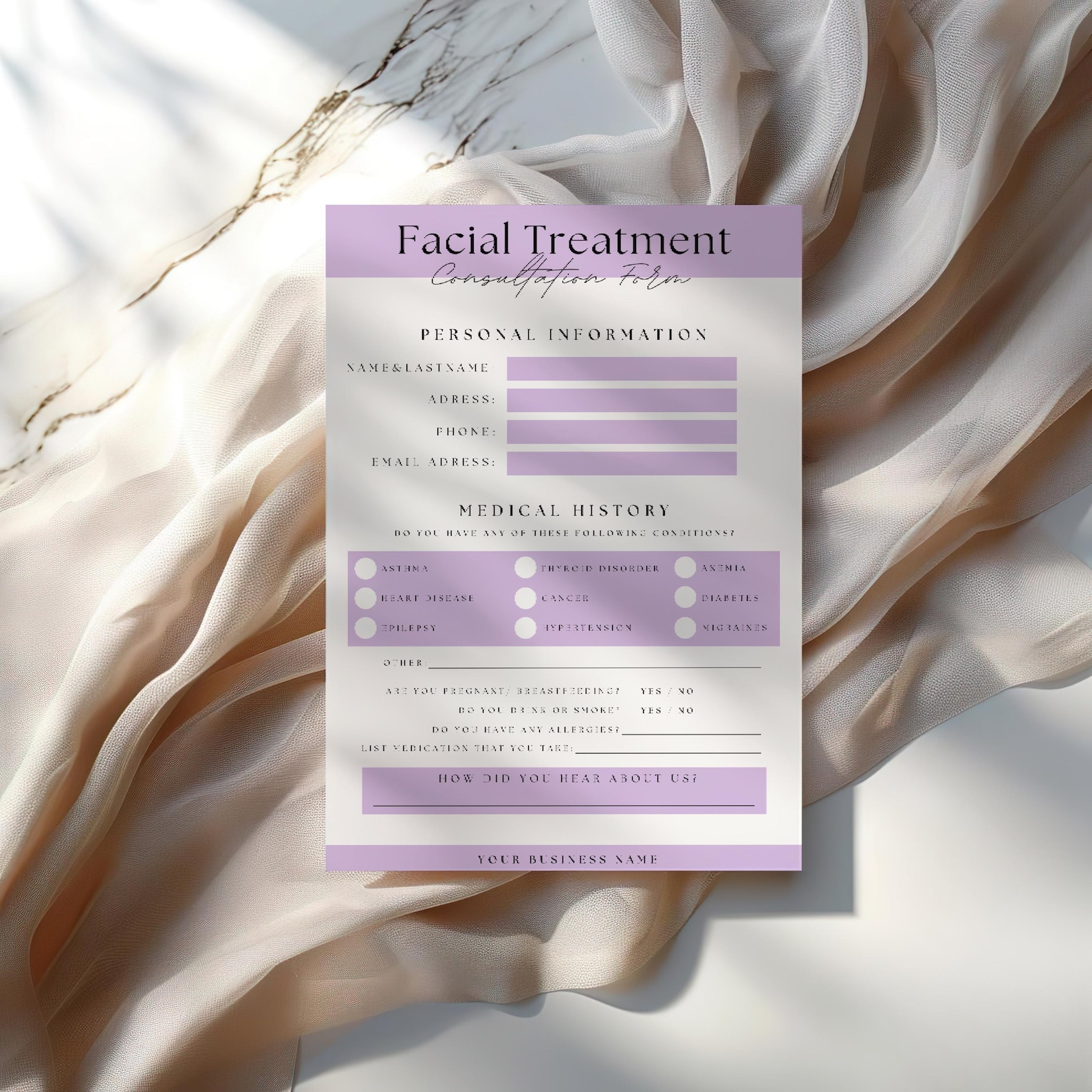 Facial Consultation Form Template Facial Treatment Consultation Form ...