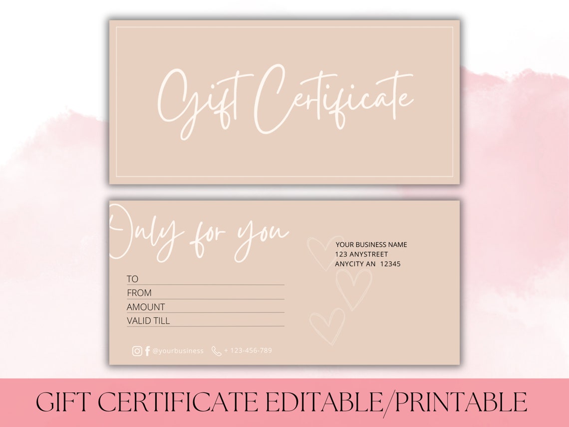 Editable Gift Certificate Template Gift Certificate Template Printable ...
