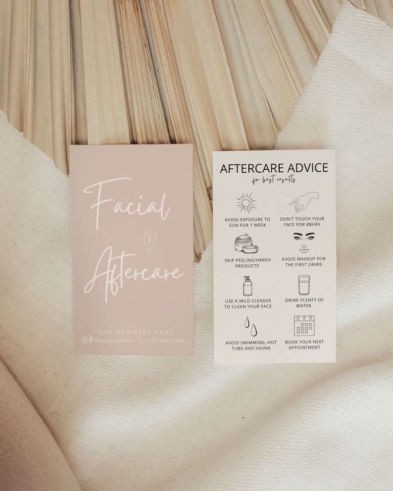 Esthetician Facial Aftercare Card Template: Canva Editable (PDF) - Etsy