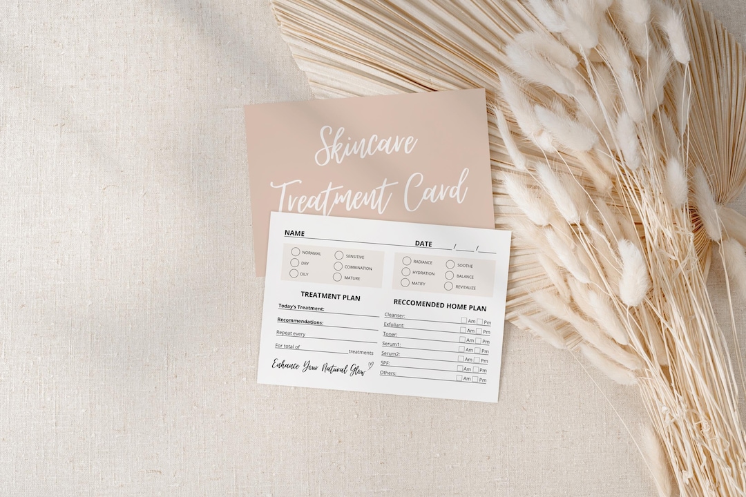 Facial Treatment Card Template Esthetician Care Instructions Facial ...