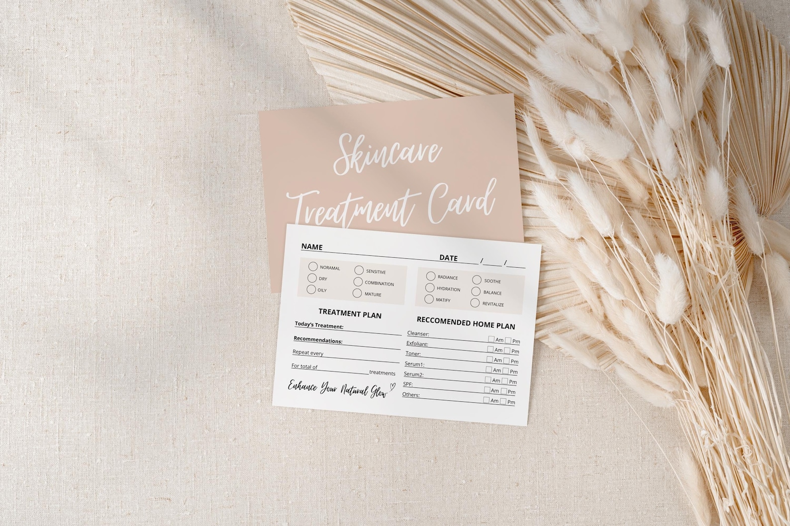 Facial Treatment Card Template Esthetician Care Instructions Facial ...