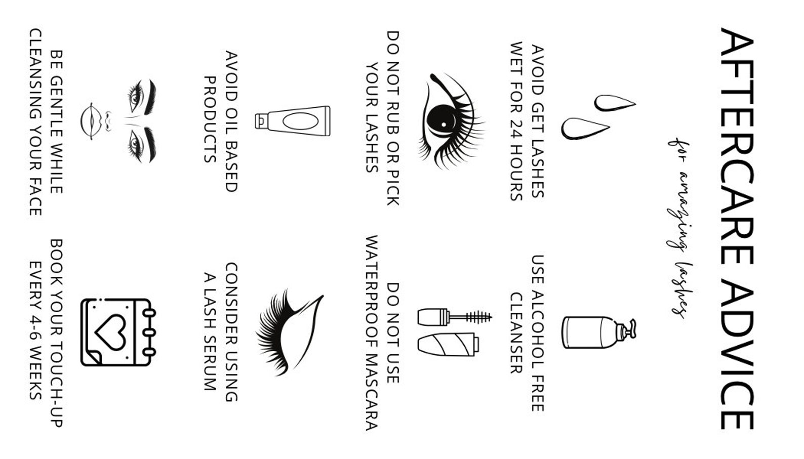 Lash Tint Aftercare Card Template: Editable Canva Design - Etsy